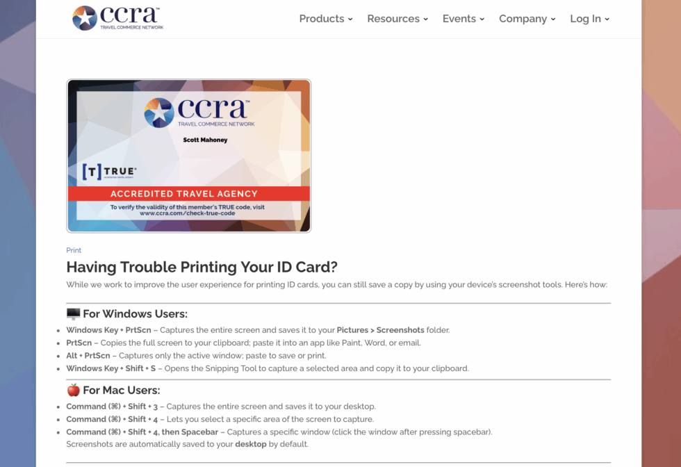 How do I print a copy of my TRUE ID card? - ABC·CCRA Travel Network
